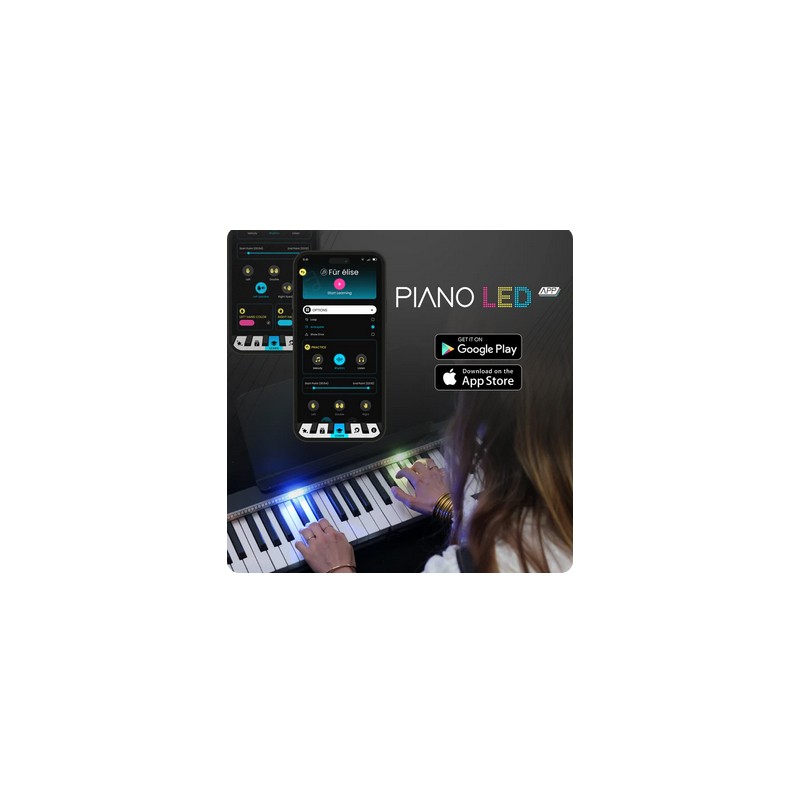 Système d'apprentissage du piano avec led et application