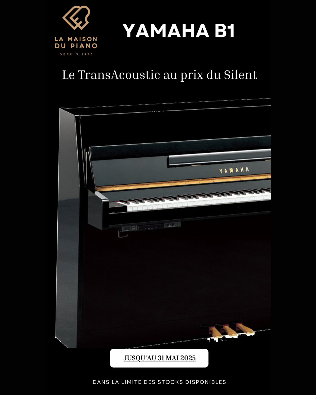 YAMAHA B1 TransAcoustic. Piano yamaha équipé du module silent TC3